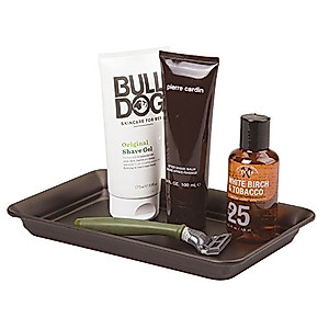 iDesign Metal Vanity Tray, Non-Slip Guest Towel Board for Cosmetics,Makeup,Jewelry,Keys,Bathroom,Kitchen,Office,Craft Room,Countertops,Closets Storage Organization, 6.5" x 10" x 1", Clear and Bronze