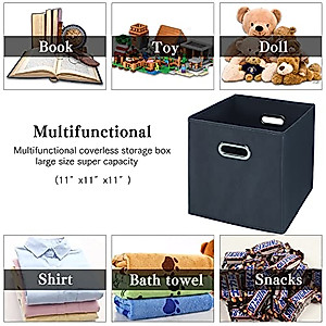 STOREONE Fabric Storage Bins Cubes Baskets Organizers-(11X11X11) with Dual Handles for Shelf Closet, Bedroom Drawers Containers , Foldable Set of 2 (Grey)
