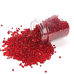 Reflective Tempered High Luster Fire Glass, Fire Pit Glass Gravel,Fire Glass Rocks Pebbles,Glass Beads Gems for Fish Tank Aquarium Garden Decoration 3-6mm 305g/10.75oz/0.67lb (Red)