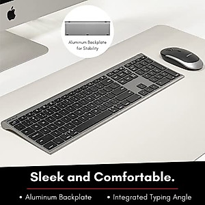 Macally Premium Bluetooth Keyboard and Mouse for Mac - Multi Device - Rechargeable Mac Wireless Keyboard and Mouse Combo (110 Keys) - Slim Keyboard Mouse for MacBook and iMac - Space Gray