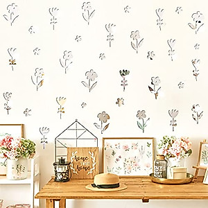 3D Flower Mirror Wall Sticker Floral Wall Stickers for Girls Bedroom Removable Silver Acrylic Mirror Wall Stickers Peel and Stick Wall Decals Art Mural for Living Room Bathroom Classroom Decor
