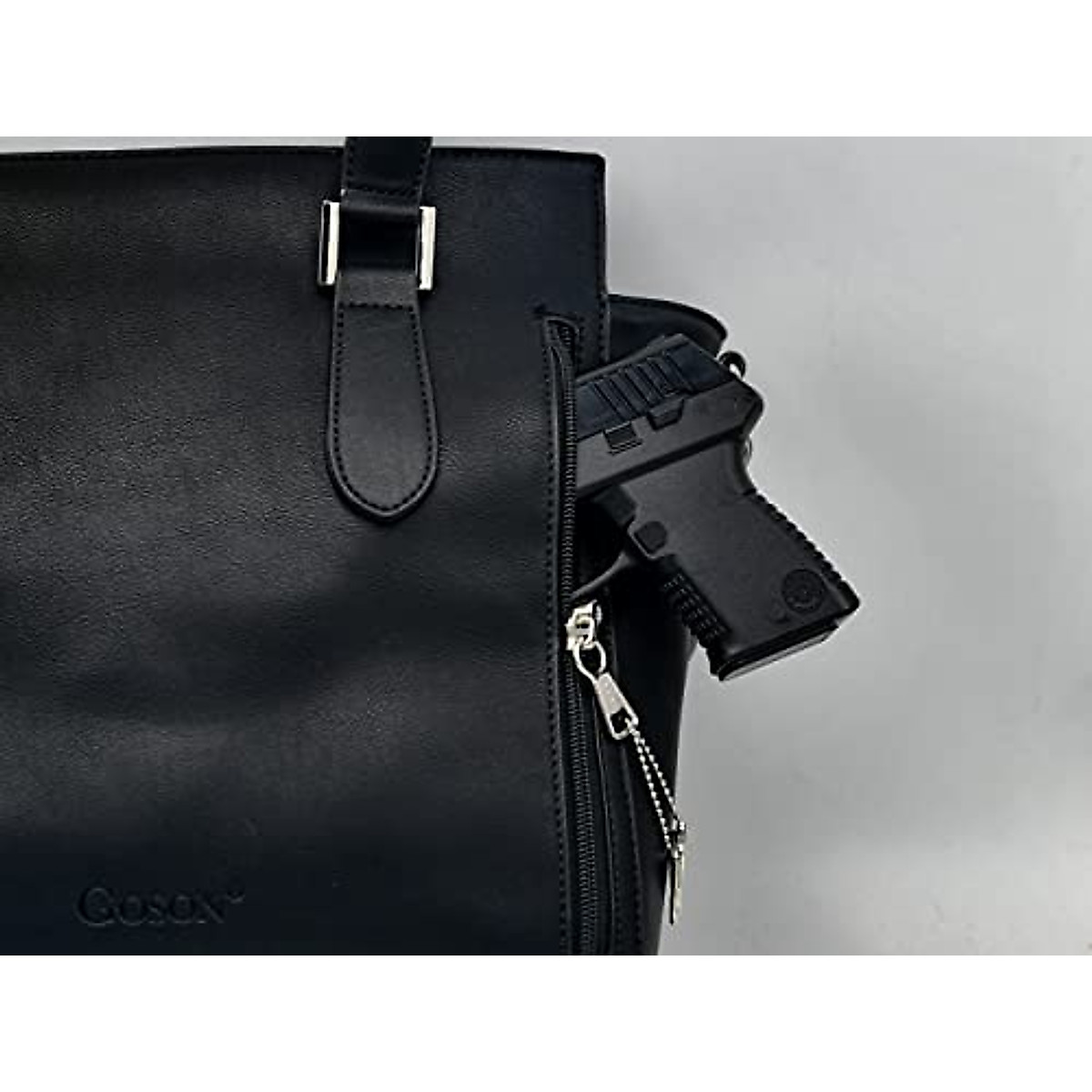 Goson Concealed Carry Tote Bag - Large and Fashionable CCW Purses for Women with Multiple Pockets, Crossbody Straps, YKK Locking Zippers in Faux Leather
