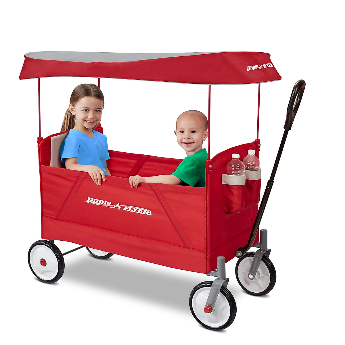 Radio Flyer 3957A EZ Wagon with Canopy, Folding Trolley for Kids, Garden and Cargo cart, Ages 1.5+, Red