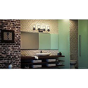 Luxury Urban Loft Bath Light, Large Size: 9''H x 28''W, with Modern Farmhouse Style Elements, Charcoal Finish, UEX2607 from The Hampton Collection by Urban Ambiance