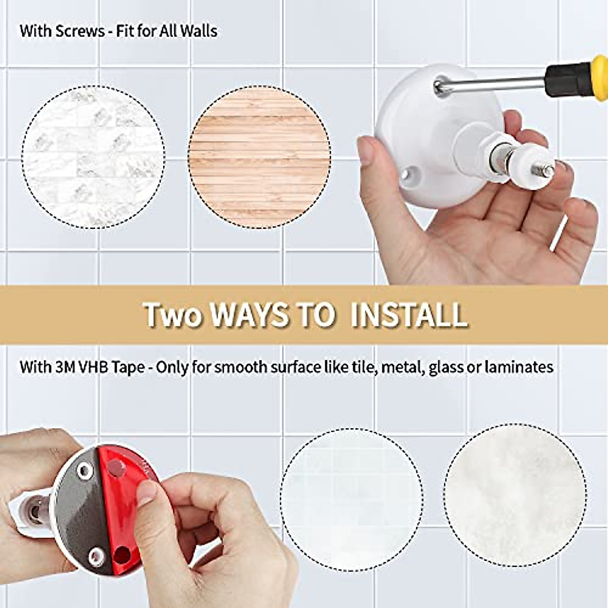 2Pack Adhesive Wall Mount for Ring Stick Up Cam & Ring Indoor Cam, 360 Degree Adjustable Screwless Bracket for Your Ring Surveillance Camera, 2 Ways Installation Without Drilling