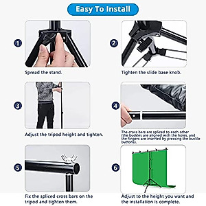 Green Screen Backdrop with Stand kit,YELANGU 6.5X5ft Portable Photographic Studio Photo Background for Streaming, ID Photos, Video conferences and interviews