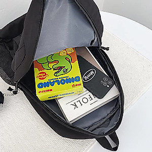 Y2K Backpack with Cute Gorilla Plush Pendant Aesthetics Grunge School Stationary Preppy Indie Laptop Bookbag (Black)