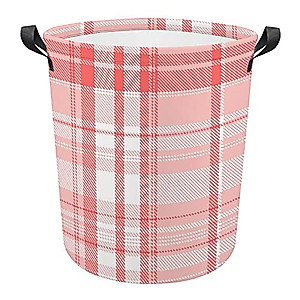 Tartan Plaid Backdrop Large Laundry Basket Hamper Bag Washing with Handles for College Dorm Portable