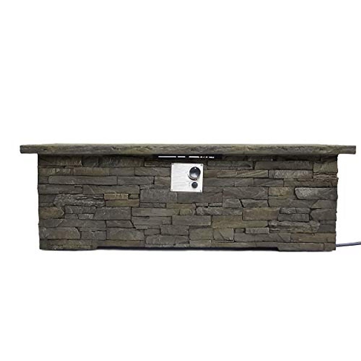 Christopher Knight Home Welsh Outdoor Light Weight Rectangular Fire Pit, Natural Stone/Black