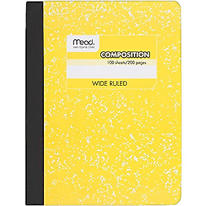 Mead Composition Book, 6 Pack of Wide Ruled Composition Notebooks, Wide Rule paper, 100 sheets (200 Pages), Pastel Color Notebook