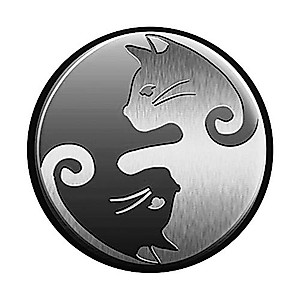 Yin Yang Lucky Silver Cats Popsocket PopSockets PopGrip: Swappable Grip for Phones & Tablets