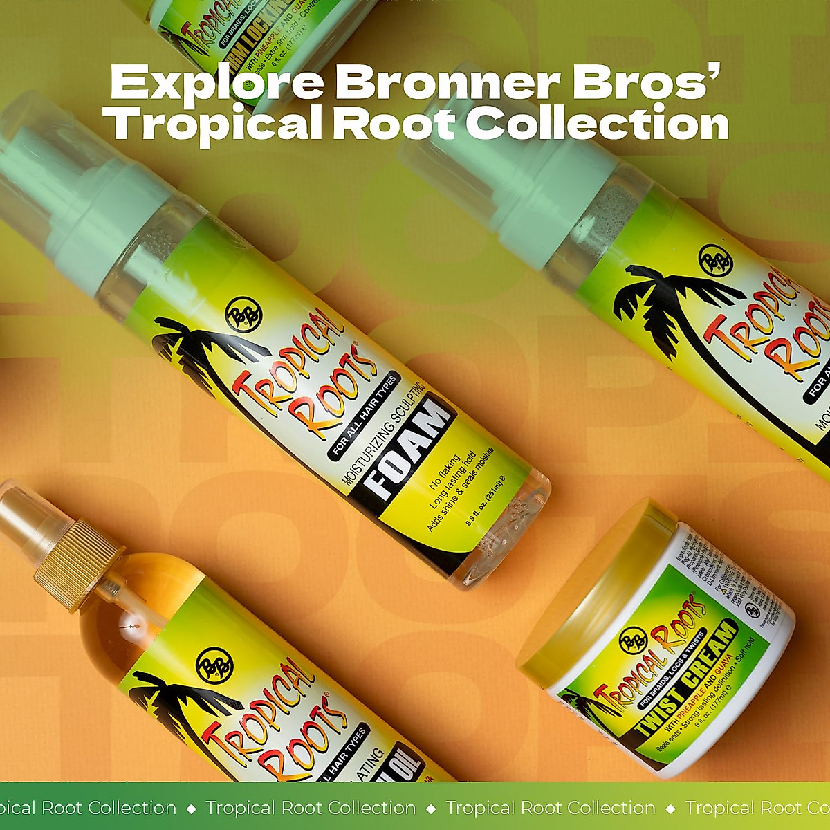 Bronner Bros Tropical Roots Firm Locking Gel - Loc & Twist Gel Ideal for Braids, Twists & Locs with Pineapple & Guava Extracts, Vitamins B5 & B12 - Strong Hold, Non-Flaking, Moisture & Shine - 6oz