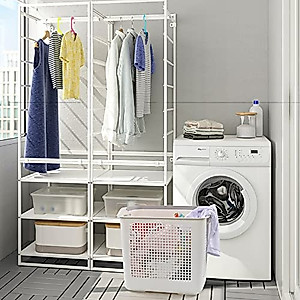 Nicesh 4 Pack 35 L Plastic Laundry Basket with Handle, White Laundry Hamper for Wet Towel