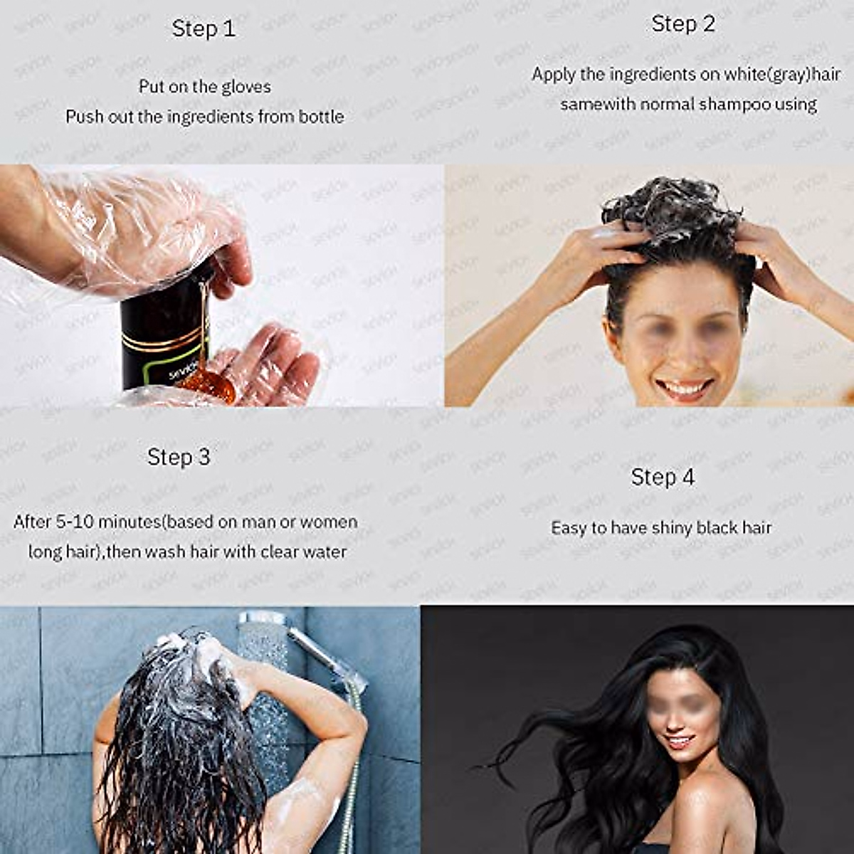 Natural Black Hair Shampoo, White to Black Shampoo for Men and Women, White Hair Removal Dye Hair Coloring Shampoo(250ml)
