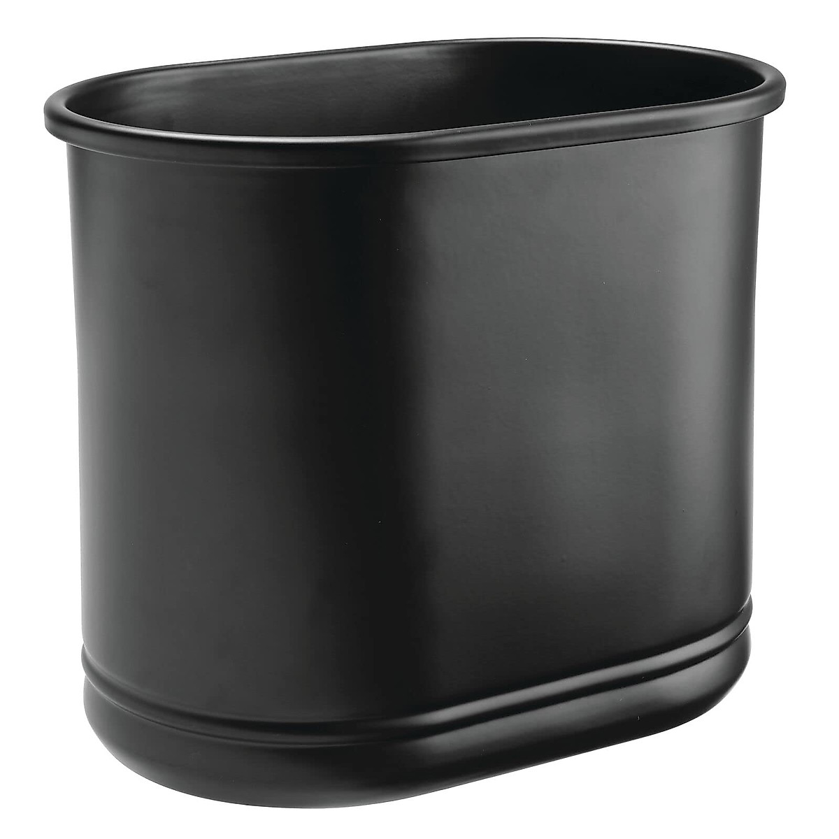 mDesign Small Metal Oval 2.5 Gallon Trash Can, Decorative Wastebasket, Garbage Trashcan DustBin for Bathroom, Bedroom, Bedroom, Kitchen, Office, Waste, Refuse, Recycling, Vivi Collection, Matte Black