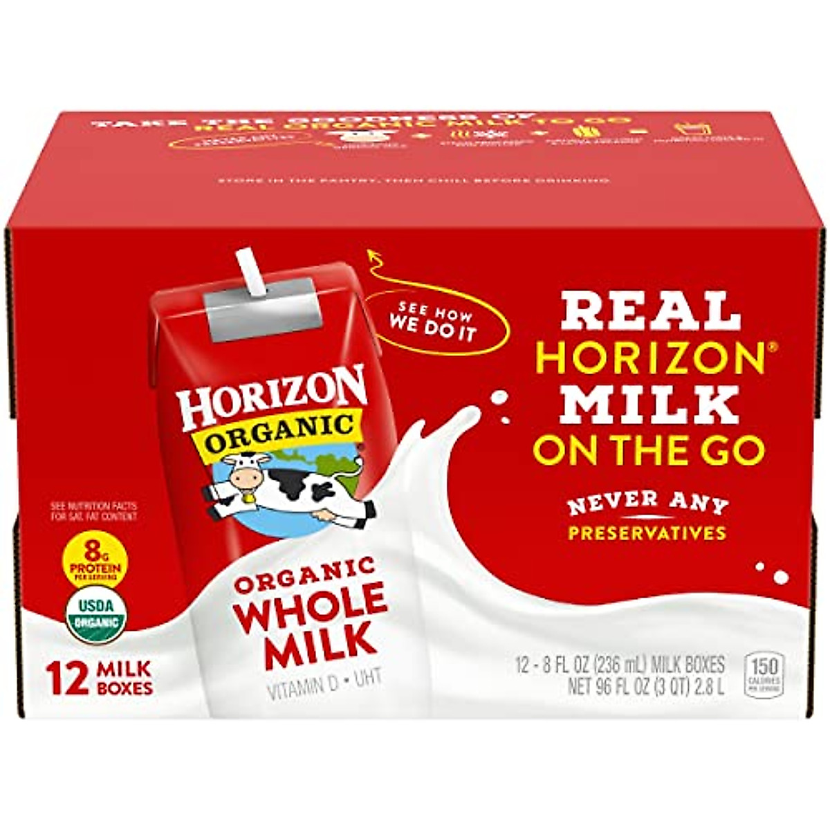 Horizon Organic Shelf-Stable Whole Milk Boxes, 8 oz., 12 Pack