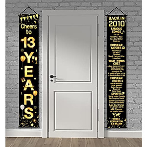 Thirteenth Birthday Decoration 2 Pieces 13th Birthday Party Decorations Cheers to Years Banner Party Decorations Welcome Porch Sign for Years Birthday Supplies (13th-2010)