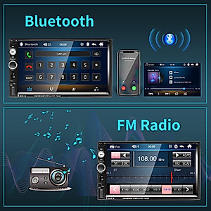 Hikity 7 Inch Double Din Car Stereo Touch Screen Car Radio with Bluetooth Backup Camera, FM Car Audio Receivers, Support Mirror Link for Android iOS Phone USB AUX-in TF Card