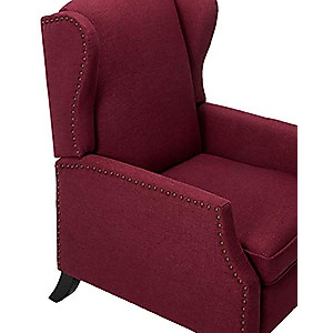 GDFStudio Weyland Wingback Traditional Fabric Recliner (Deep Red)