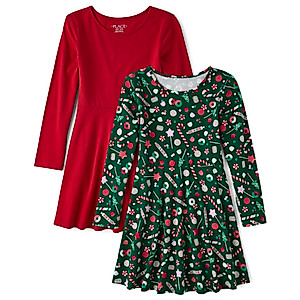 The Children's Place,Long Sleeve Fashion Skater Dress 2-Pack,Small (5/6)