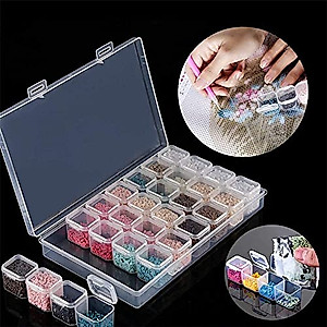 Perzomido 2 Pack 28 Slots Plastic Craft Organizer Case Diamond Storage Box(2pcs)