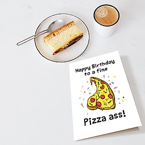 Chenive Naughty Birthday Card for Him, Funny Pizza Birthday Card, Birthday Greeting Card for Husband Boyfriend Friend, Happy Birthday To A Fine Pizza Ass Card