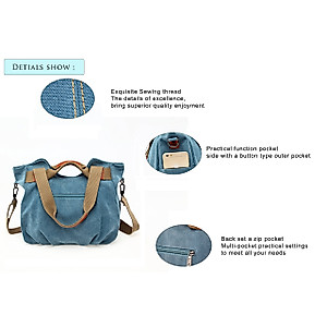 Chikencall® Women Bags Casual Vintage Hobo Canvas Mulit-Pocket Daily Purse Top Handle Shoulder Tote Shopper Christmas Handbags Black