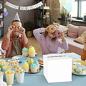 White Card Box Wedding Favors Post Box Cardboard Receiving Money Box Holder for Wedding Reception, Baby Showers,Anniversary, Birthday Party, Graduation Table Centerpiece Decorations