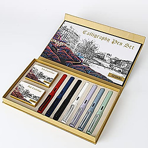 GC QUILL Calligraphy Pen Set, 7 Calligraphy Fountain Pens with Different Nibs and 40 Ink Cartridges, Calligraphy Set for Beginners- MU-09