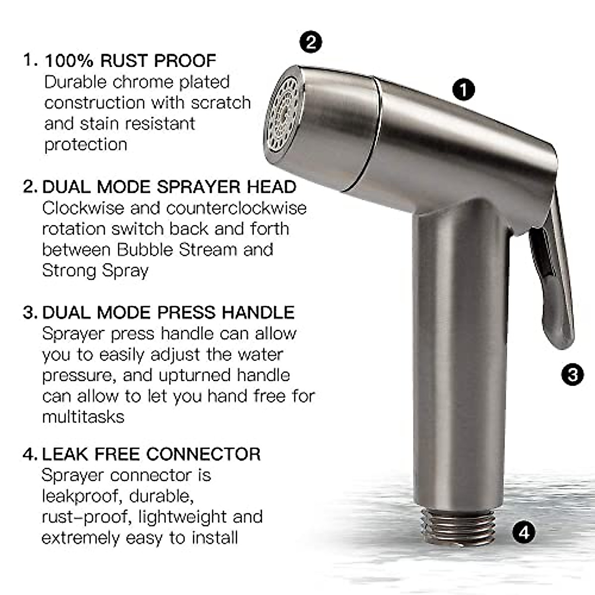 Houtingmaan Kitchen Sink Sprayer,Dual Function Kitchen Side Sprayer with Adjustable Flow Controller,Kitchen Sprayer Head Replacement Brushed Nickel,Side Sprayer for Kitchen Sink with Hose and Holder