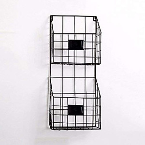 PIBM Stylish Simplicity Shelf Wall Mounted Floating Rack Wooden Metal Shelves Bedroom Storage Basket,Black/White Avaliable,2 Sizes, Black , 25X11X58cm