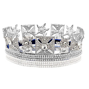 YOVECATHOU Retro Rhinestone Pearl King Queen Crown Full Circle Crown Wedding Headdress For Birthday Party Prom Cosplay (With Flannelette)