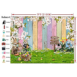 Dudaacvt 7x5ft Easter Backdrop Spring Easter Backdrop Colorful Wood Backdrop Easter Children Party Decorations Banner Backdrop D625