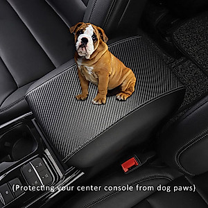 INTGET Car Center Console Armrest Cover for 2023 2022 Ford Explorer Accessories 2020 2021 Leather Middle Arm Rest Dog Seat Cover Console Lid Protector(Carbon Fiber Leather)