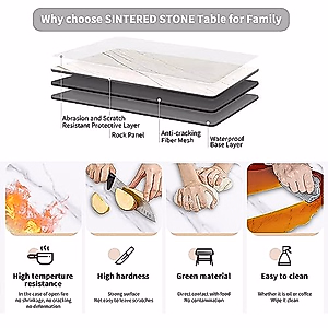 59" Modern Round Dining Table with 31.5" Detachable Lazy Susan, Sintered Stone Marble Dining Room Table with Metal Leg, Round Shape Restaurant Kitchen Table for 6-8 People, Table Only