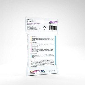 Prime Board Game Sleeves | Pack of 50 Extra-Clear Sleeves | 62 by 94 mm Card Sleeves Optimized for Standard European Card Games | Premium Card Protection | FFG Purple Color Code | Made by Gamegenic