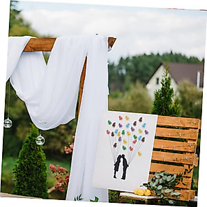 SHOWERORO Fingerprint Check-in Painting Guestbook Personalized Book Guest Book Wedding Signature Photo Frame Wedding Book for Wedding Supplies Chemical Fiber Canvas Balloon Substitute Bride