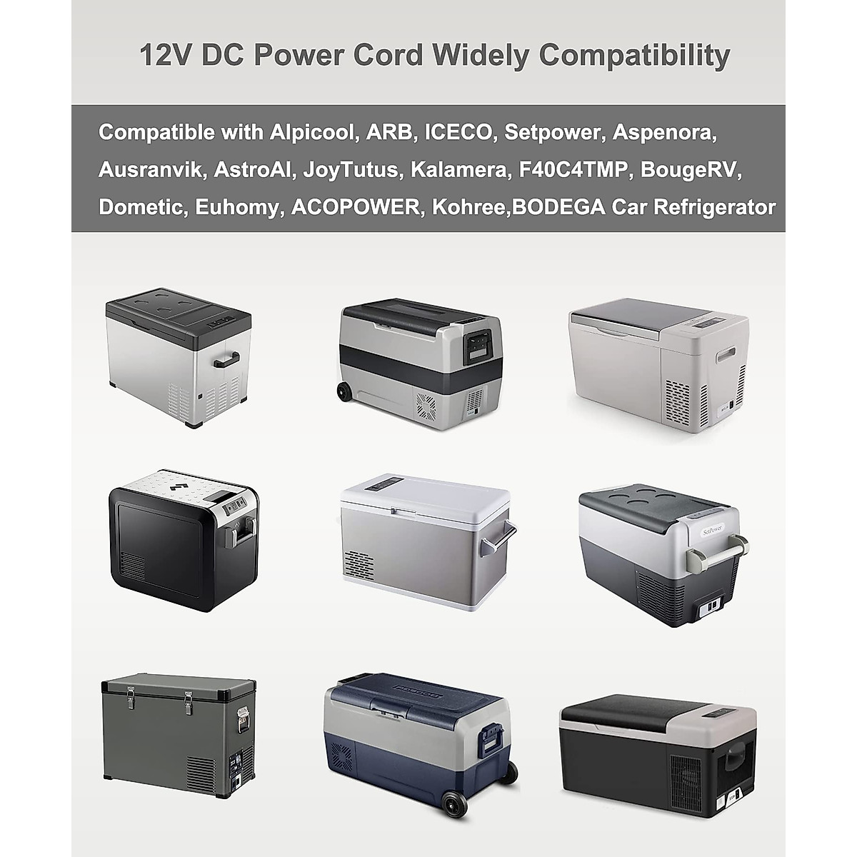 Portable Refrigerator AC Power Adapter, Fridge Freezer AC Power Cord for Alpicool, ARB, ICECO, Setpower, Aspenora, Ausranvik, AstroAI, JoyTutus, Kalamera, F40C4TMP Portable Freezer Fridge