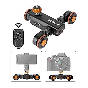 Neewer 3-Wheels Wireless Video Camera Dolly, 3-Speed Motorized Electric Track Rail Slider Dolly Car with Remote Control, Compatible with DSLR Camera, Camcorder, Gopro, iPhone, and Android Smartphone