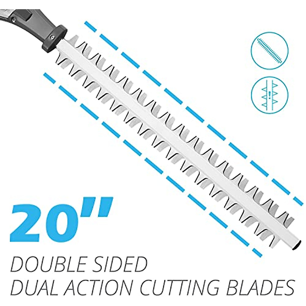 40V Cordless Pole Hedge Trimmer Long Reach 20" Cutting Length 6 Position Adjustable Head with Battery and Charger