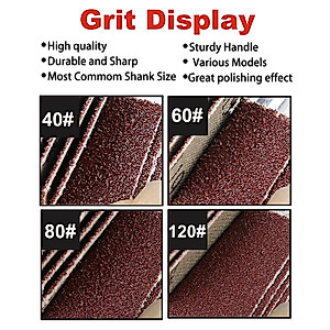 Rocaris 40 Pack Flap Wheel 1" x 1", 1/4" Mounted Shank Aluminum Oxide Grit# 60,80,120,240 for Drill