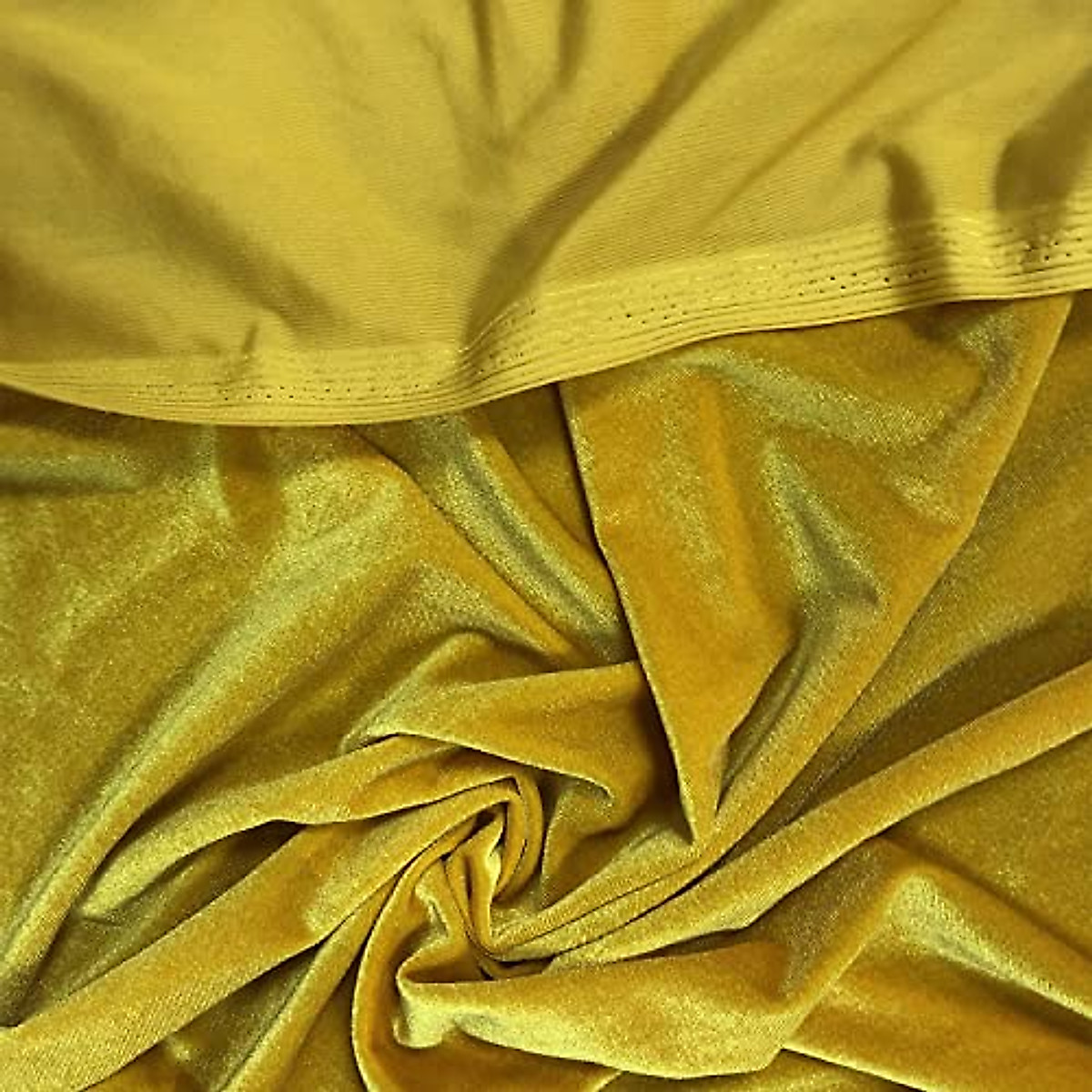 HOTGODEN Stretch Velvet Fabric: Yellow 63" Wide 2, 5, 10, Yards 95% Polyester 5% Spandex Velvet Fabric for DIY Sewing, Apparel, Costume, Craft Projects