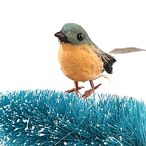 Rrut 12PCS Artificial Feathered Birds, Simulation Foam Birds Clip Robin Bird Hanging Pendant Christmas Tree Decoration Christmas Tree Ornament Home Garden Wedding Decor Orange