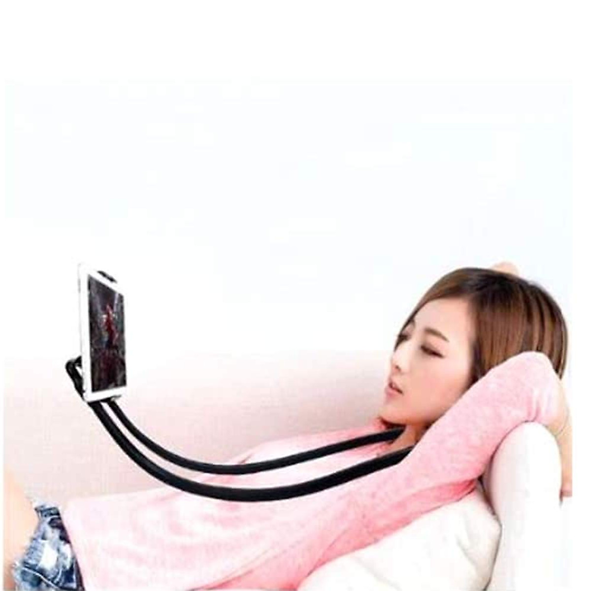 360 Degree Flexible Smart All Cell Phone Holder Adjustable Rotating Mounts with Multiple Function Bracket for Table, Bed, Car, Hang Neck, Bed Neck, Put Any Where You Want (Black, 12.56.4cm)