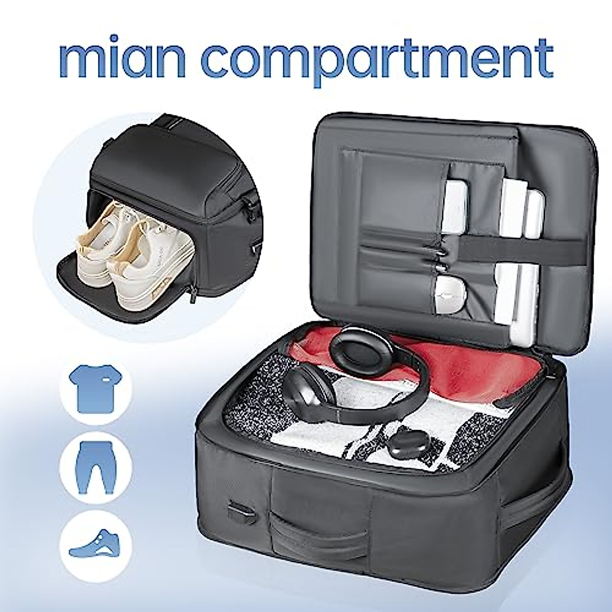 50L Large Travel Backpack for Men, Extra Large Carry On Backpack Airline Approved, Expandable Mens Backpacks Suitcase Luggage Backpack for Travel, 17 Inch Laptop Backpack Gifts for Men/Women, Black