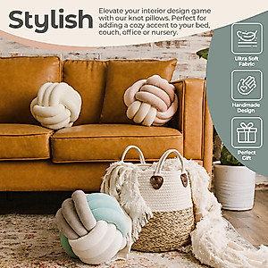 DOMARIE Large Pink Knot Pillow Ball | 10" Cozy & Plush Knot Throw Pillow | Sensory Knotted Pillow for Stress Relief | Knot Ball Pillow for Kids & Adults | Plush Velvet Knot Pillows (Neapolitan)