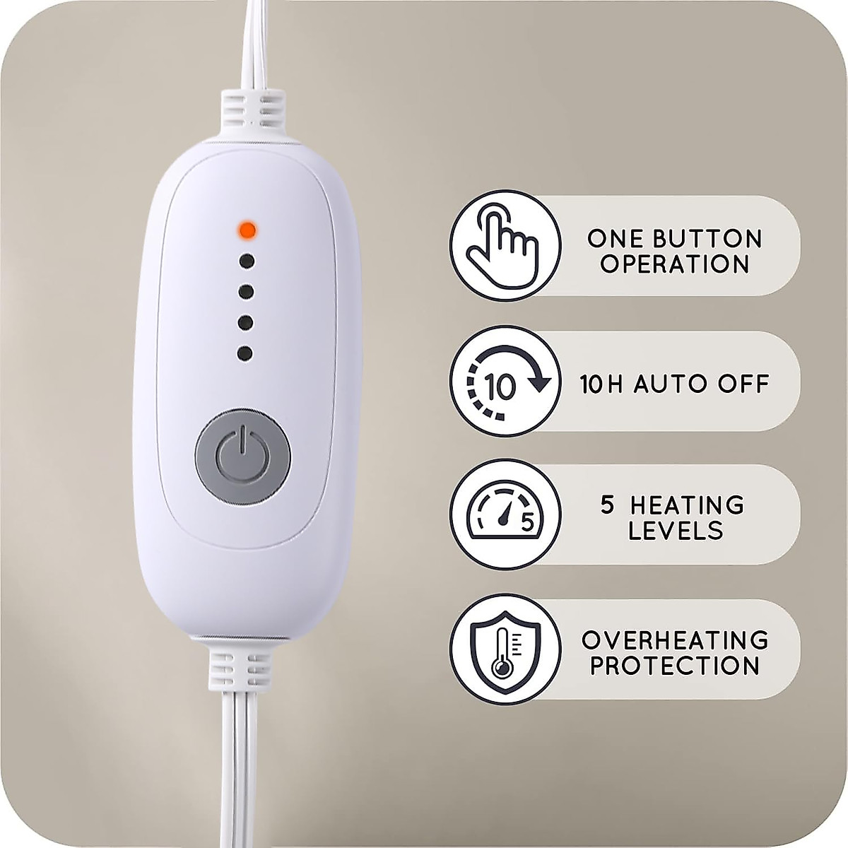 YAKEE Electric Blanket Throw Size 50" x 60", Fast Heated Blanket, Soft Warm Heating Blanket, Controllable Temperature and 3 Hours Auto-Shut-Off, Machine Washable, Blue & White Buffalo Plaid