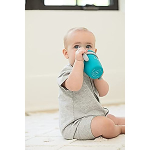 Bella Tunno Happy Sippy Cup – Transition Sippy Cups for Baby 6 Months and Older, Baby and Toddler Sippy Cups with Removable Handles and Non-Toxic, BPA Free Silicone, Tiny Human, 8 oz
