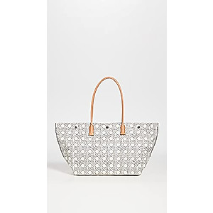 Tory Burch Women's Canvas Basketweave Tote, New Ivory Basketweave, Off White, Print, One Size