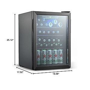 FREE VILLAGE Wine Fridge - Wine Beverage Refrigerator & Cooler with 2.6 cu.ft., 95 Cans, 40°F-61°F Adjustable Temp, Touch Controls, LED Lighting, Perfect for Student Dormitories, Home, Office, Bar